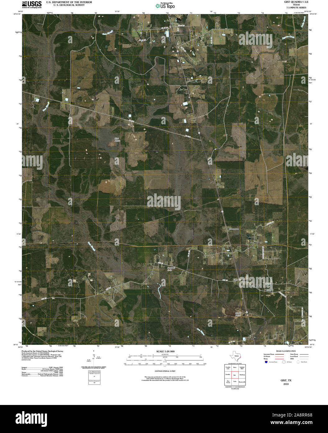 USGS TOPO Map Texas TX Gist 20100525 TM Restoration Stock Photo - Alamy