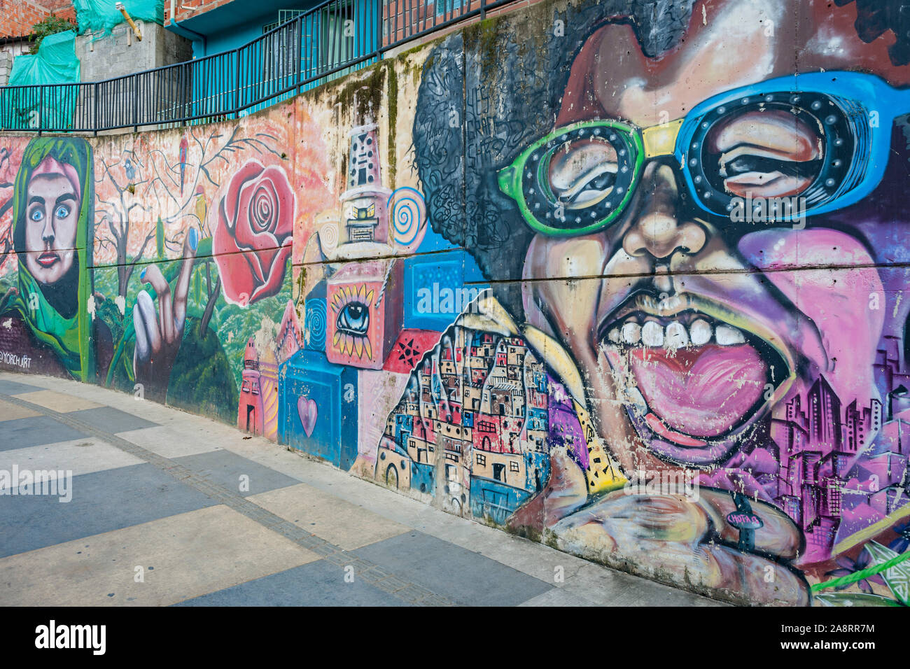 Graffiti in the San Javier district (also known as Comuna 13) in ...