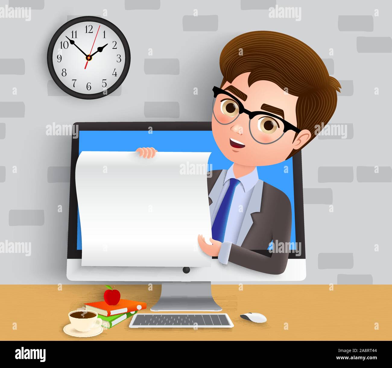 Business online presentor character vector concept. Business man sales ...