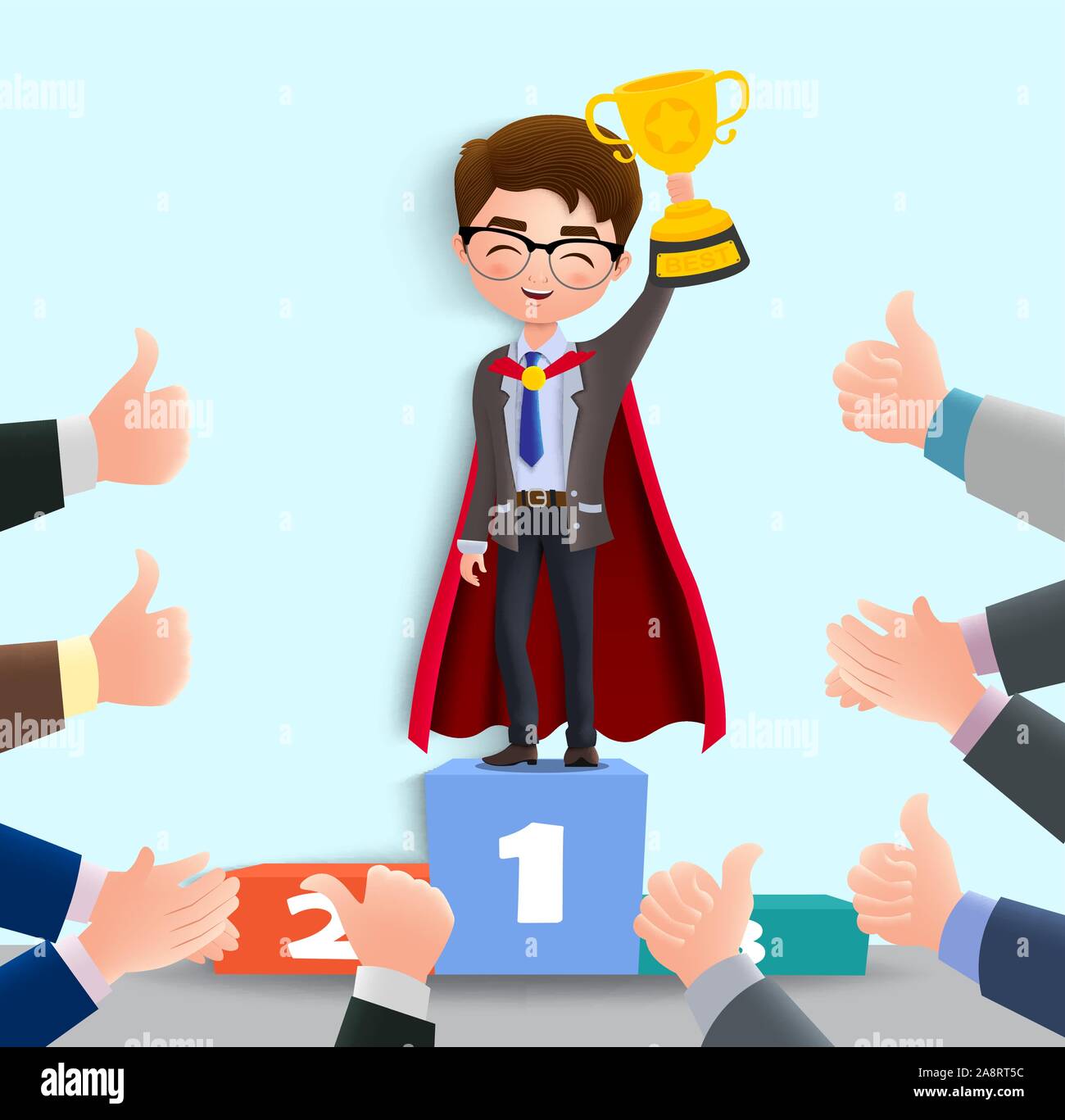 Business employee promotion vector character. Business male employee ...