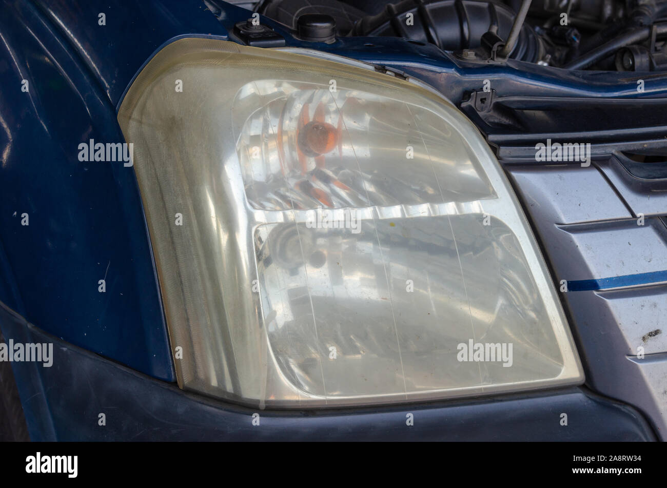 Car damage headlights front bumper hi-res stock photography and images ...