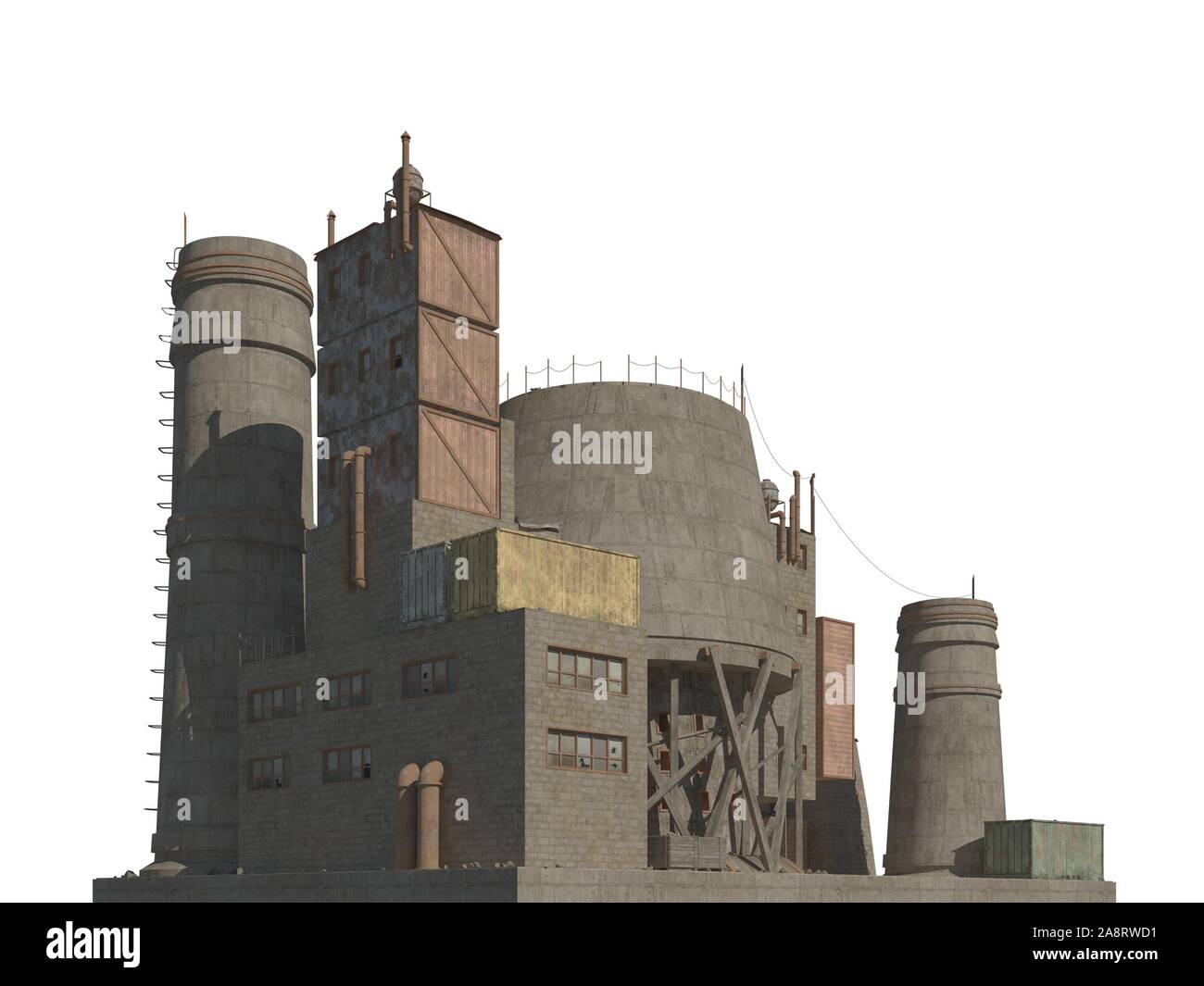 3D illustration Industrial building of the future concept isolated on ...