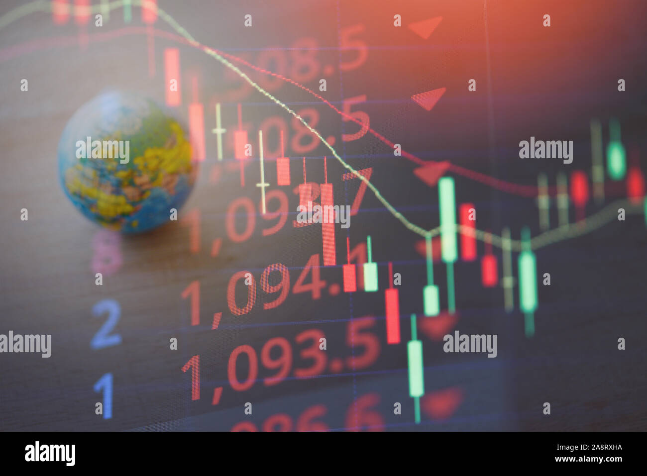 World economy crisis stock market exchange loss forex trading graph ...