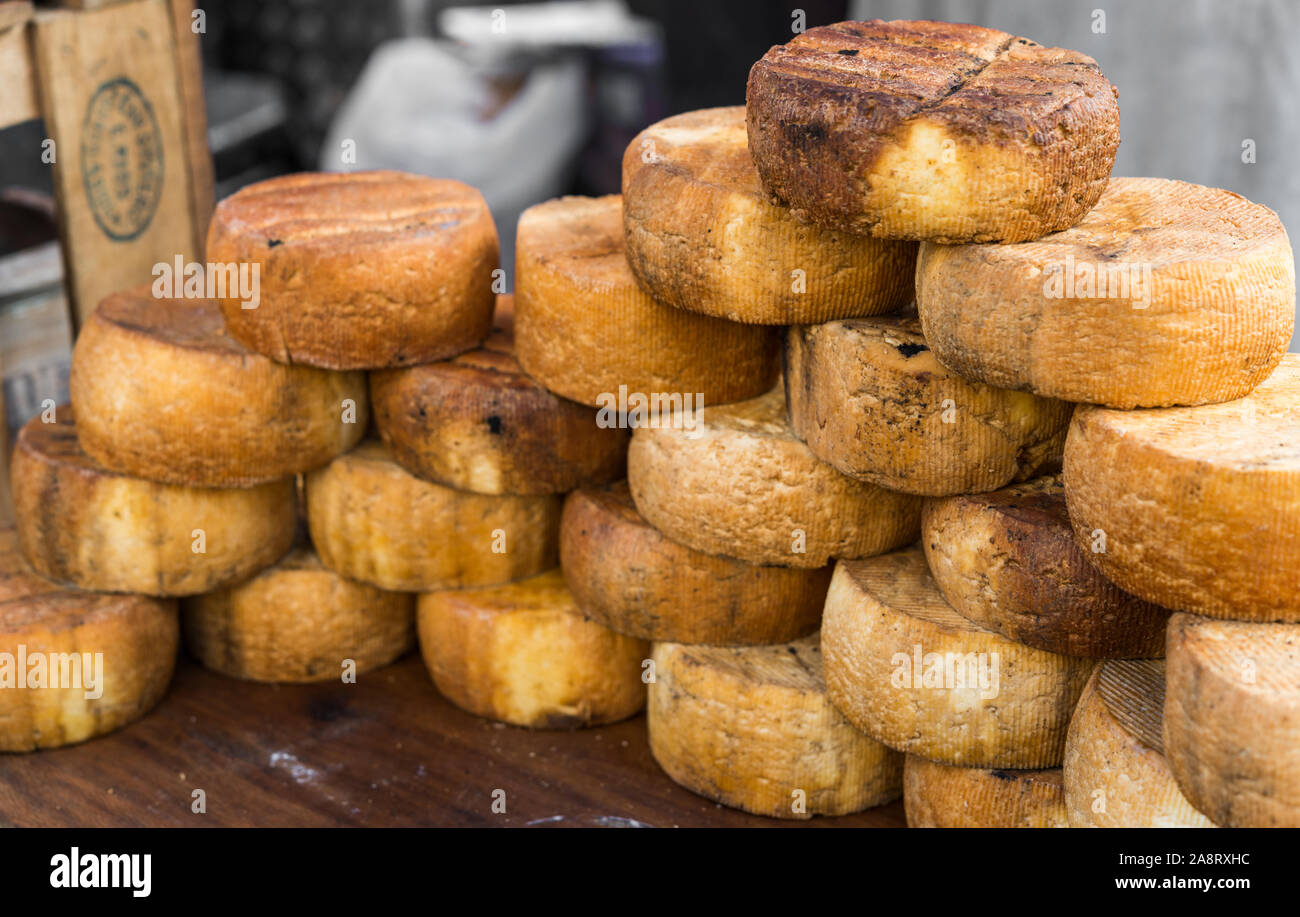 Selection of traditional Italian cheeses on a display Stock Photo - Alamy