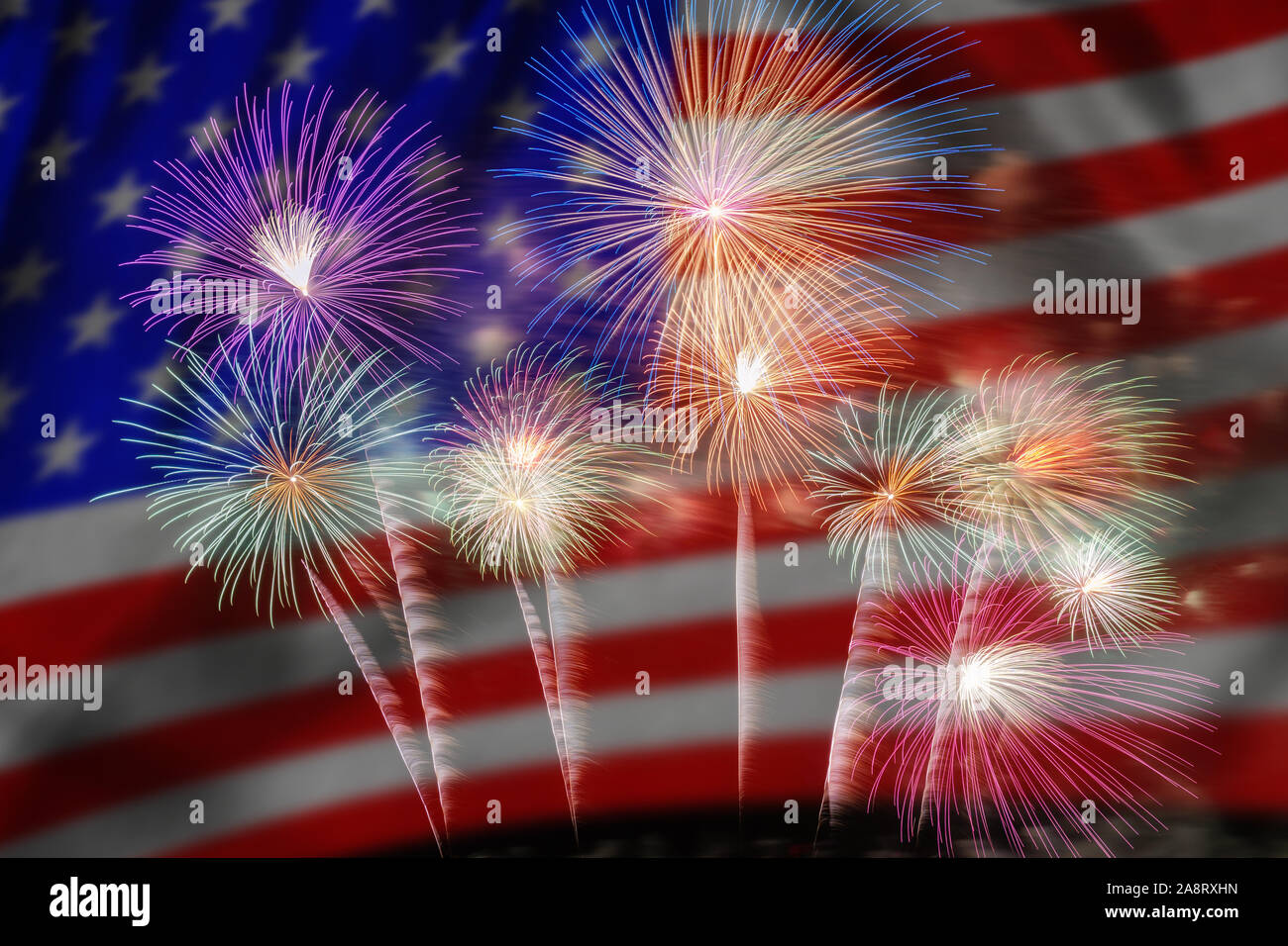 Multicolor Fireworks Celebrate over the United state of America USA ...