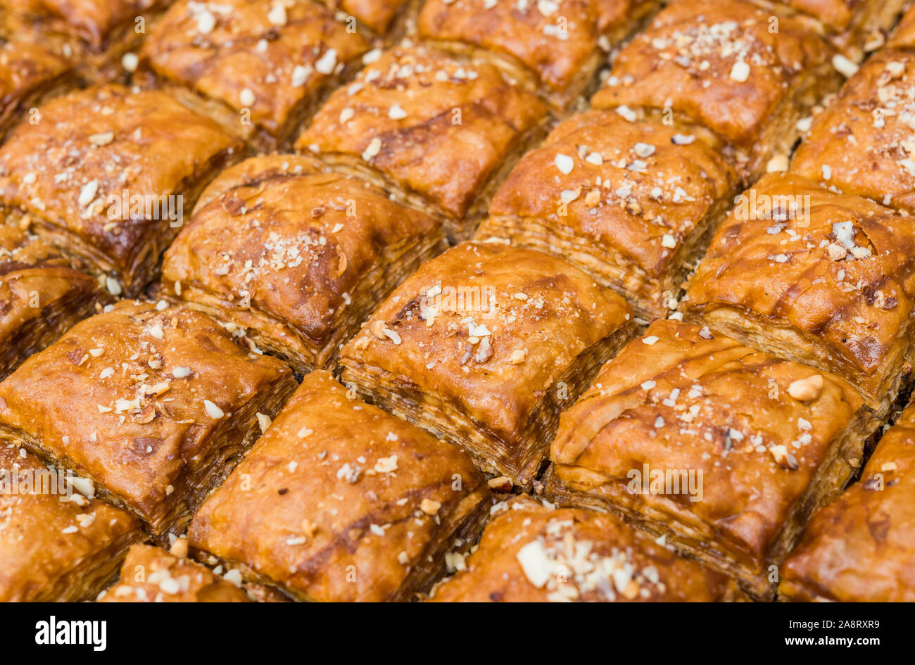 Traditional baklava sweet pastry, arab dessert food at a street food ...