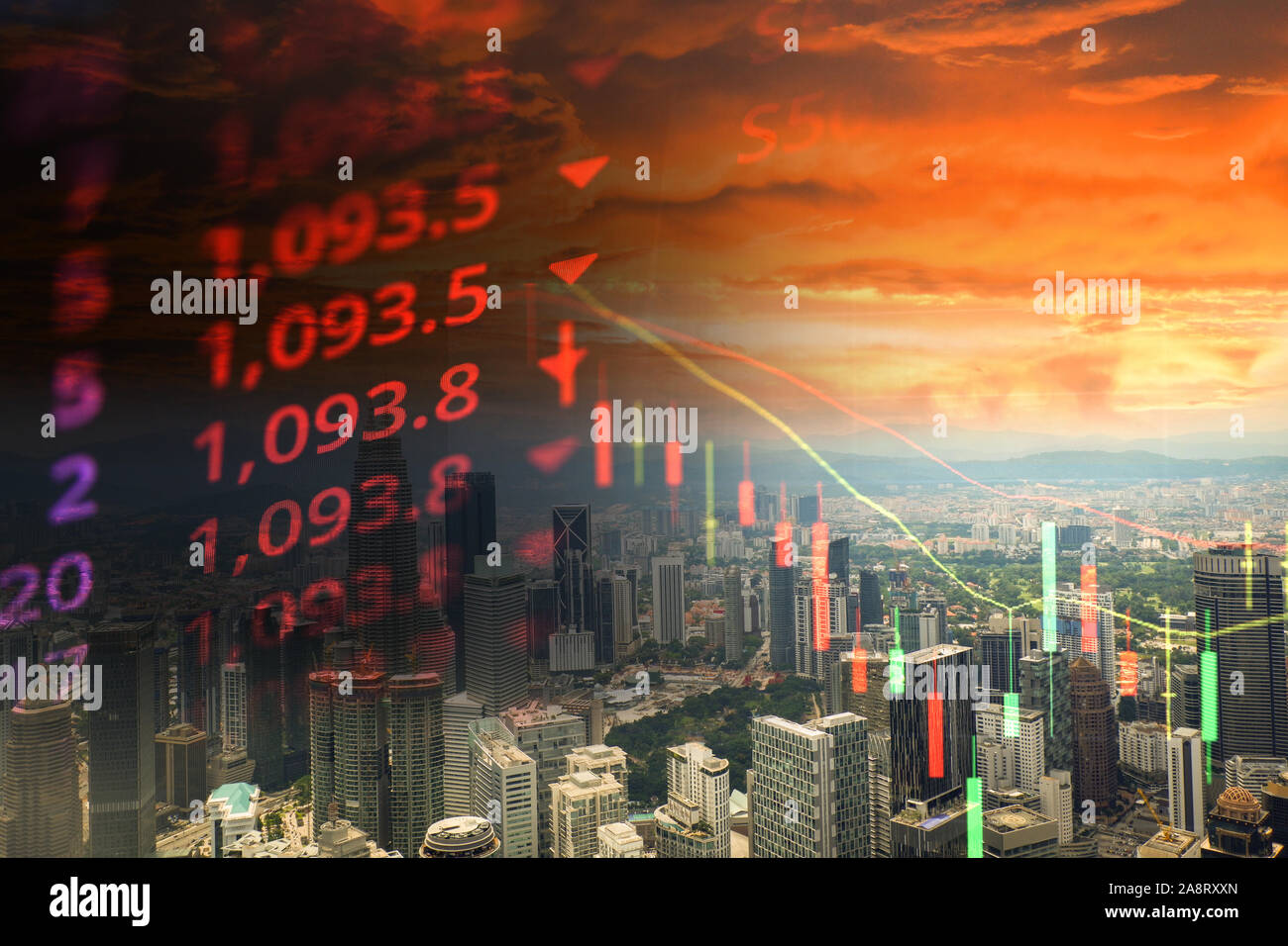 World economy crisis stock market exchange loss forex trading graph ...