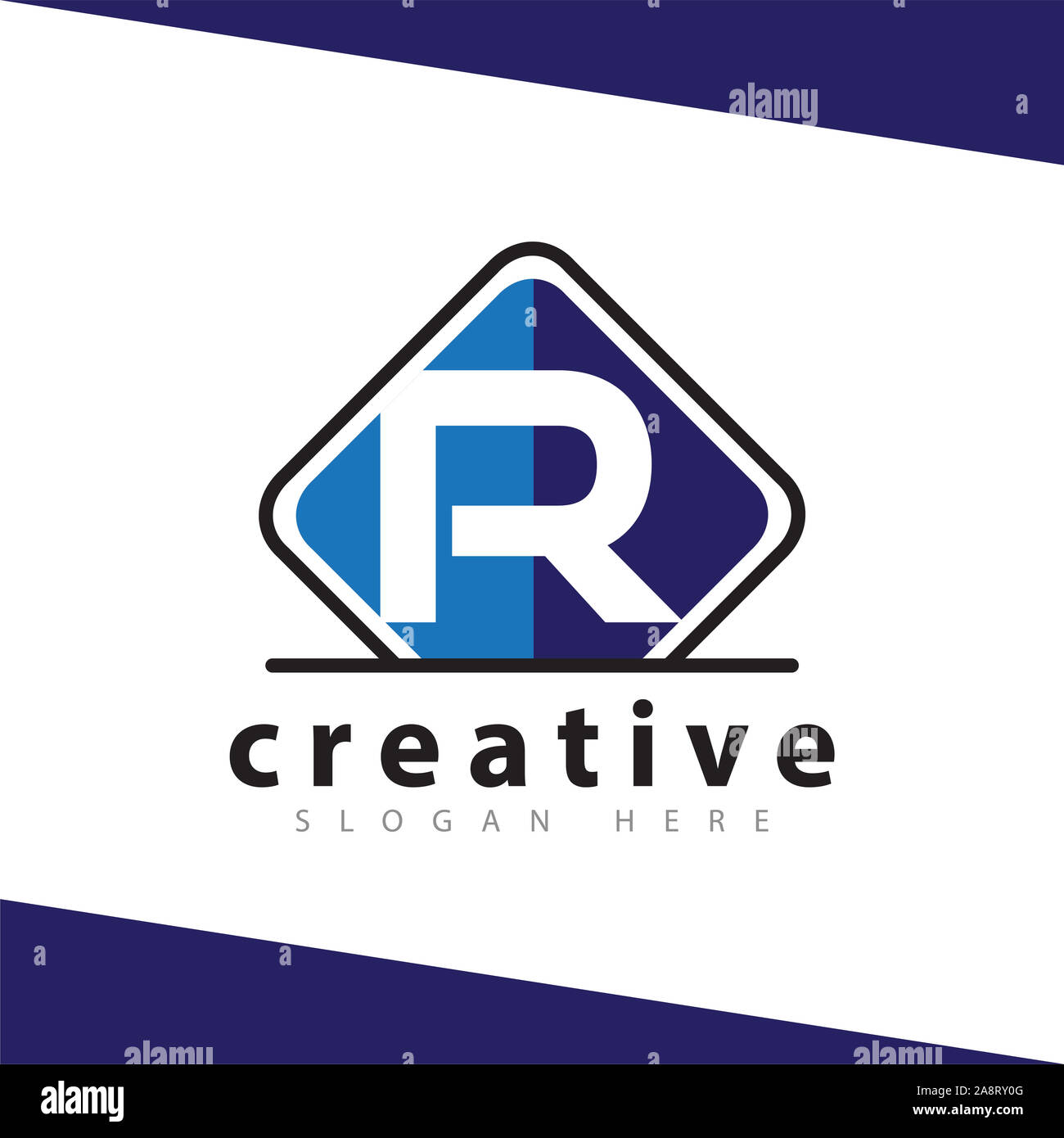 R Letter with plaque square logo icon vector template Stock Photo - Alamy