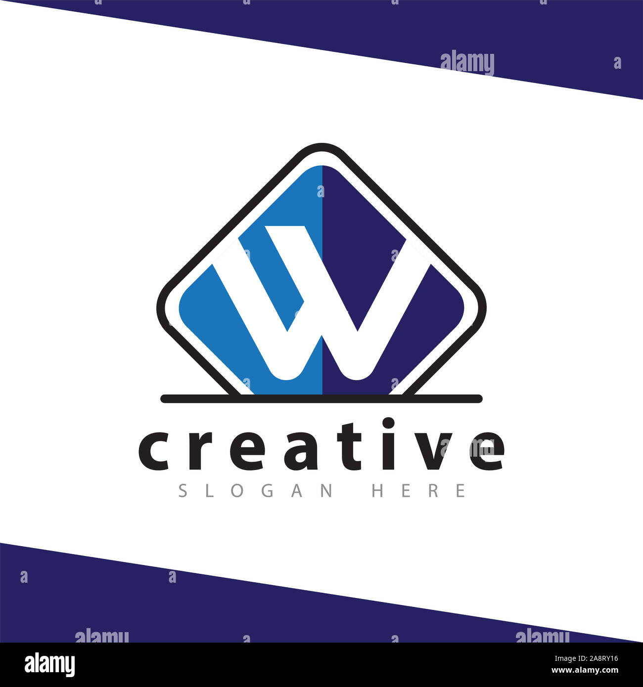 W Letter with plaque square logo icon vector template Stock Photo - Alamy