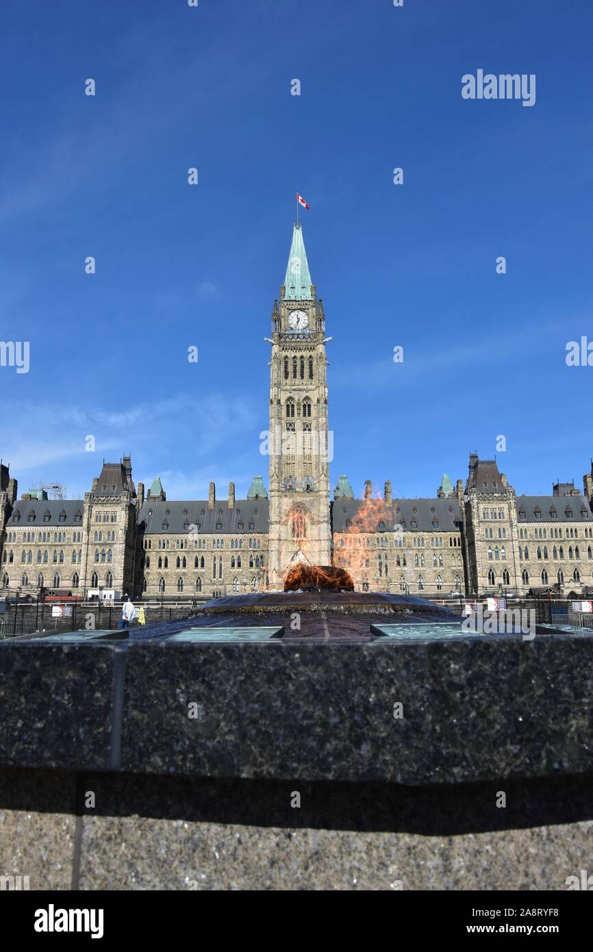 The Canadian Parliament Centre Block and the iconic Peace Tower atop ...