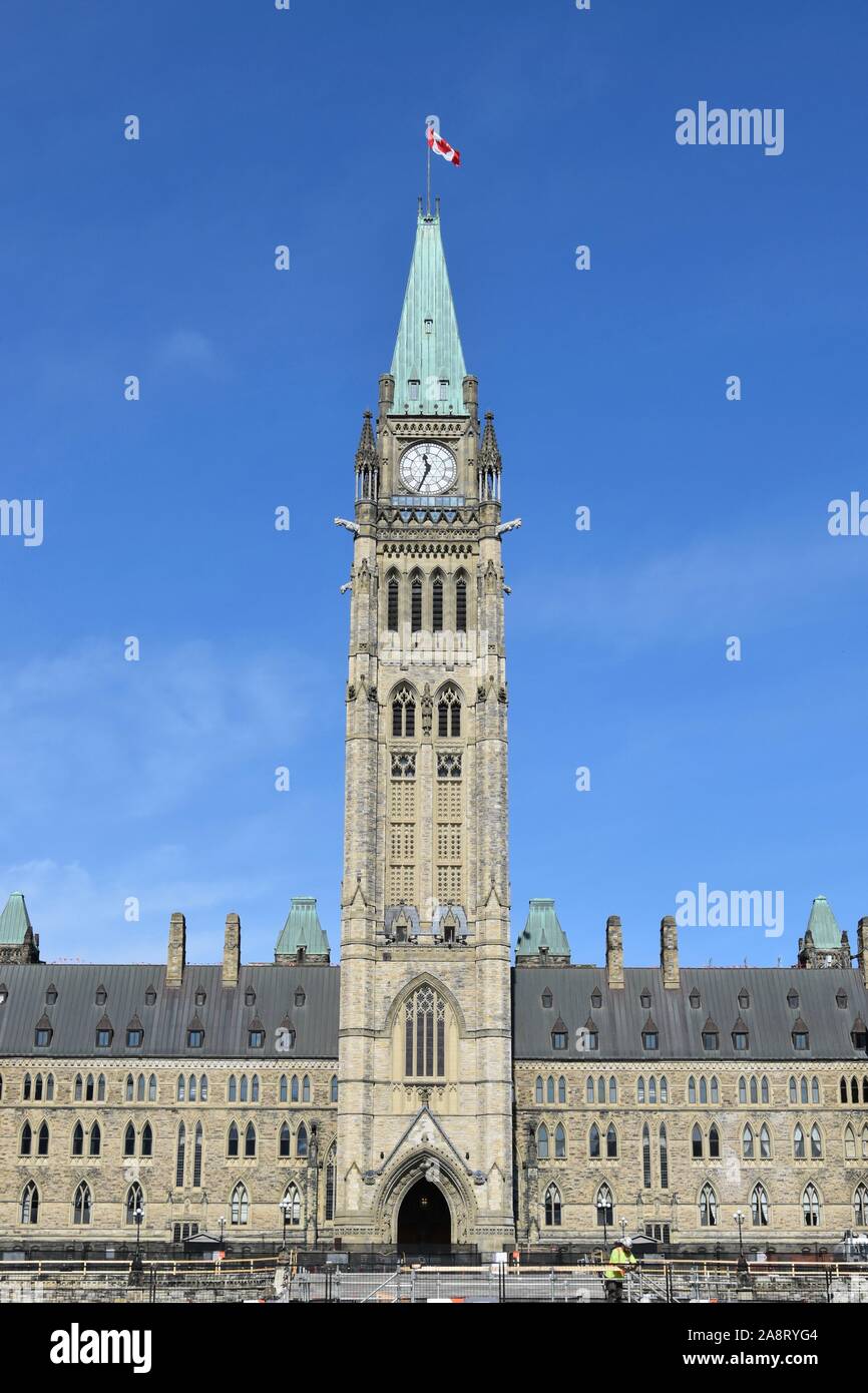 The Canadian Parliament Centre Block and the iconic Peace Tower atop ...