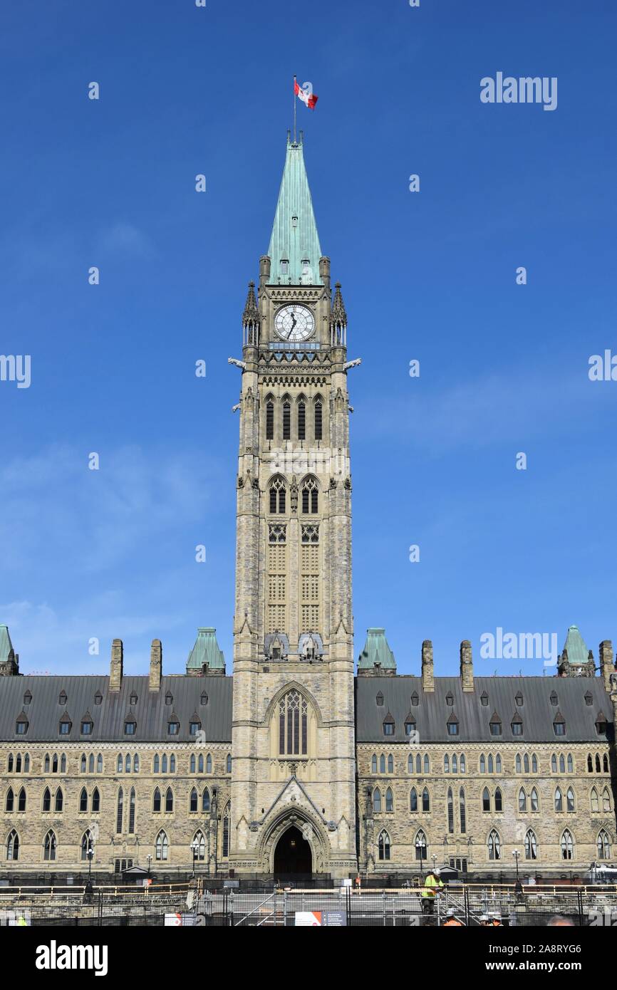 The Canadian Parliament Centre Block and the iconic Peace Tower atop ...