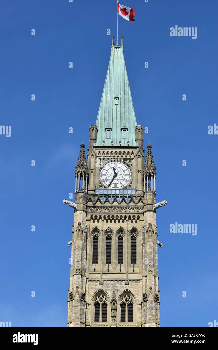 The Canadian Parliament Centre Block and the iconic Peace Tower atop ...