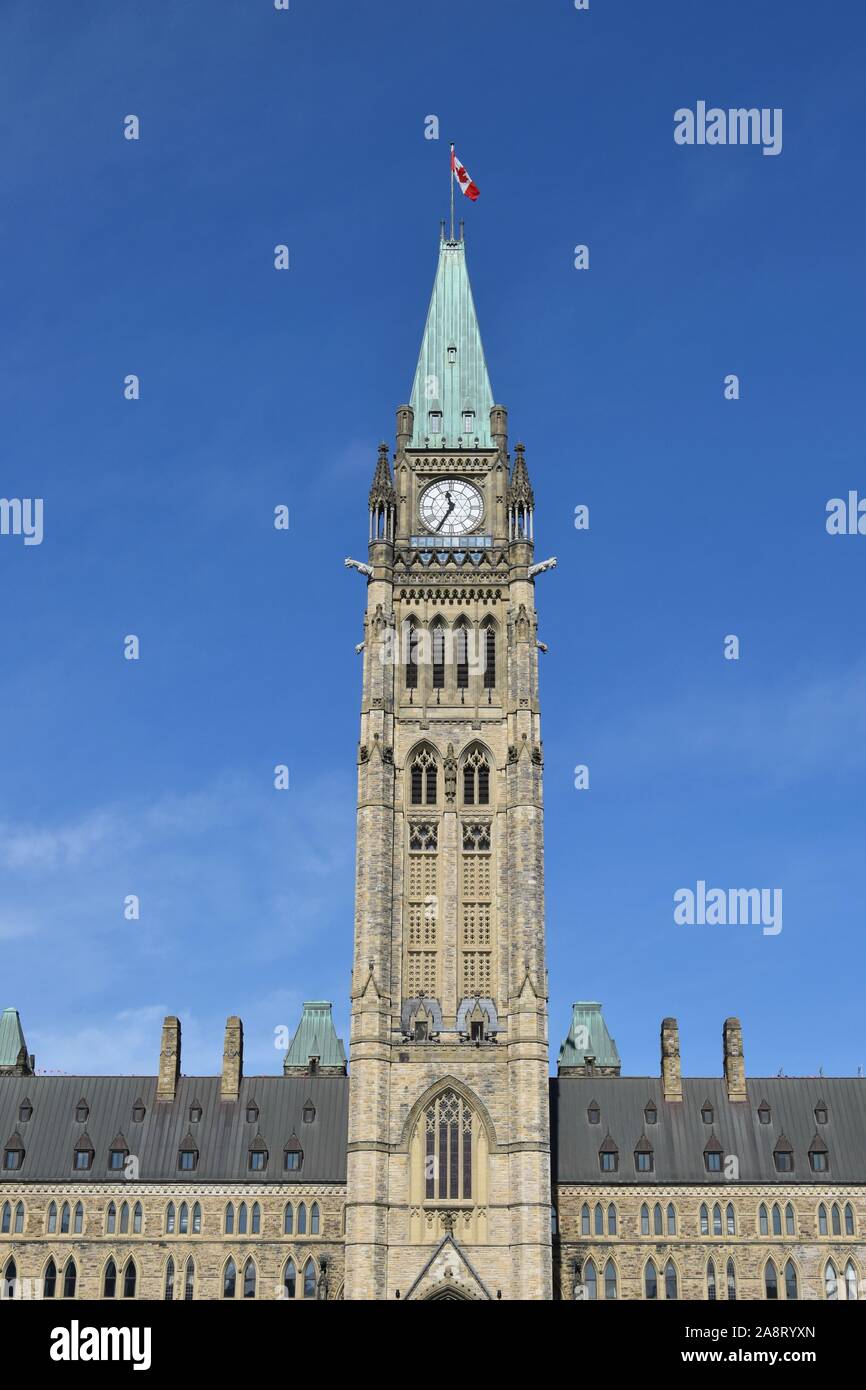 The Canadian Parliament Centre Block and the iconic Peace Tower atop ...