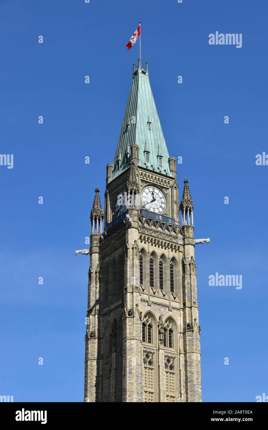 The Canadian Parliament Centre Block and the iconic Peace Tower atop ...