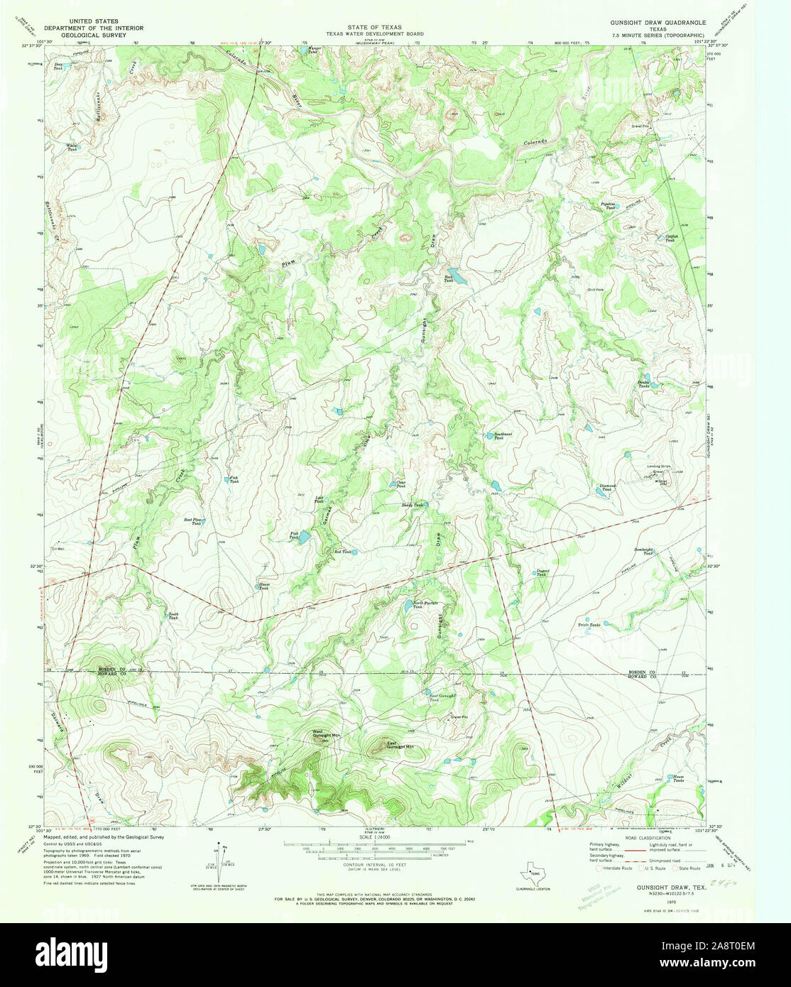 USGS TOPO Map Texas TX Gunsight Draw 110492 1970 24000 Restoration ...