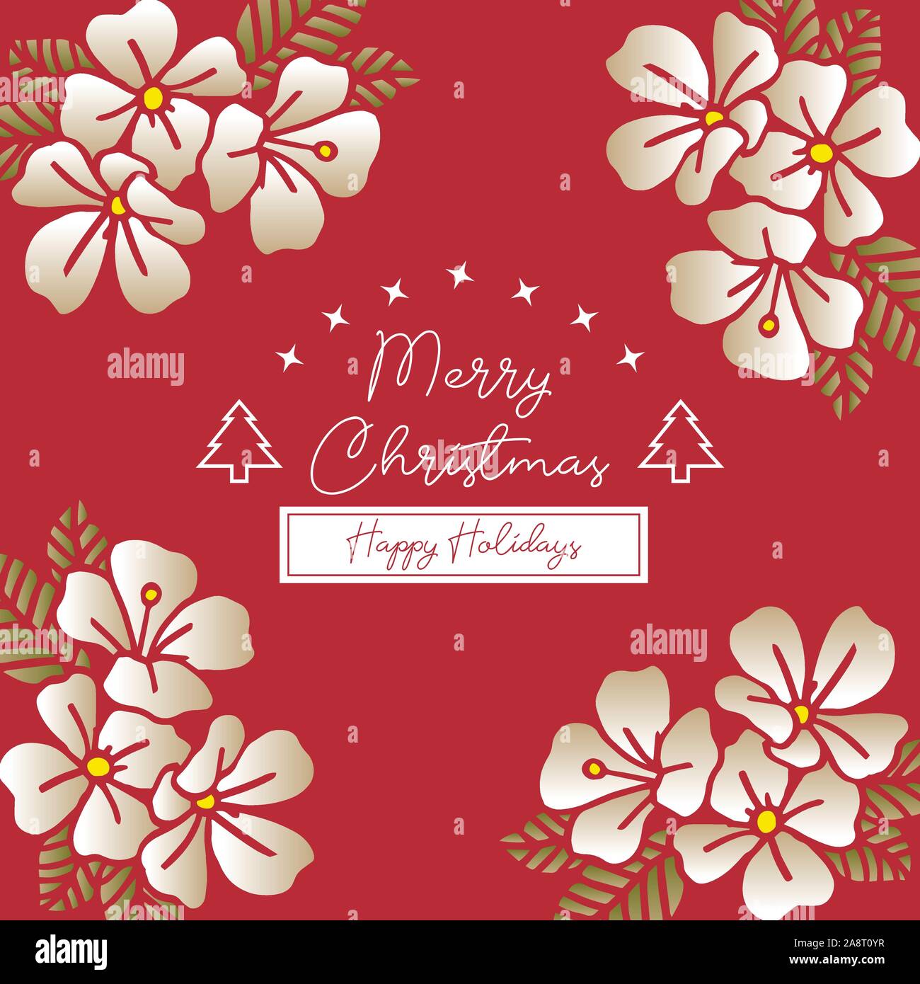 Hand drawn christmas happy holiday element, with unique wreath frame ...