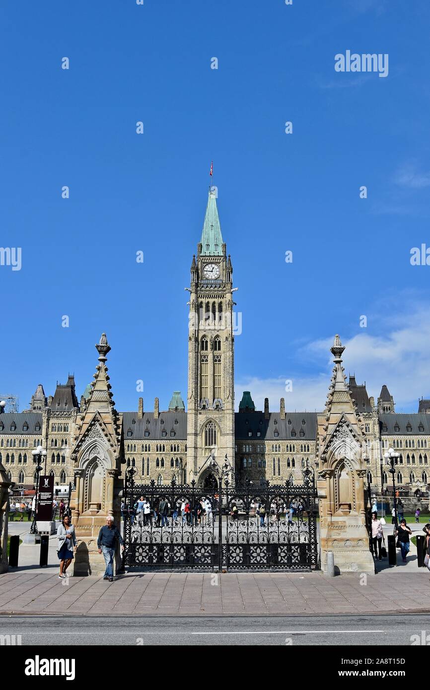 The Canadian Parliament Centre Block and the iconic Peace Tower atop ...