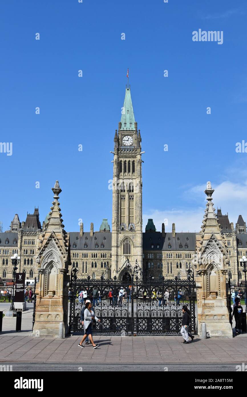 The Canadian Parliament Centre Block and the iconic Peace Tower atop ...