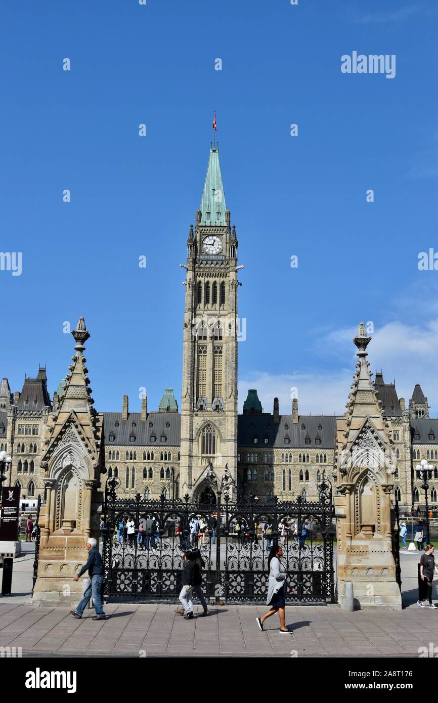 The Canadian Parliament Centre Block and the iconic Peace Tower atop ...