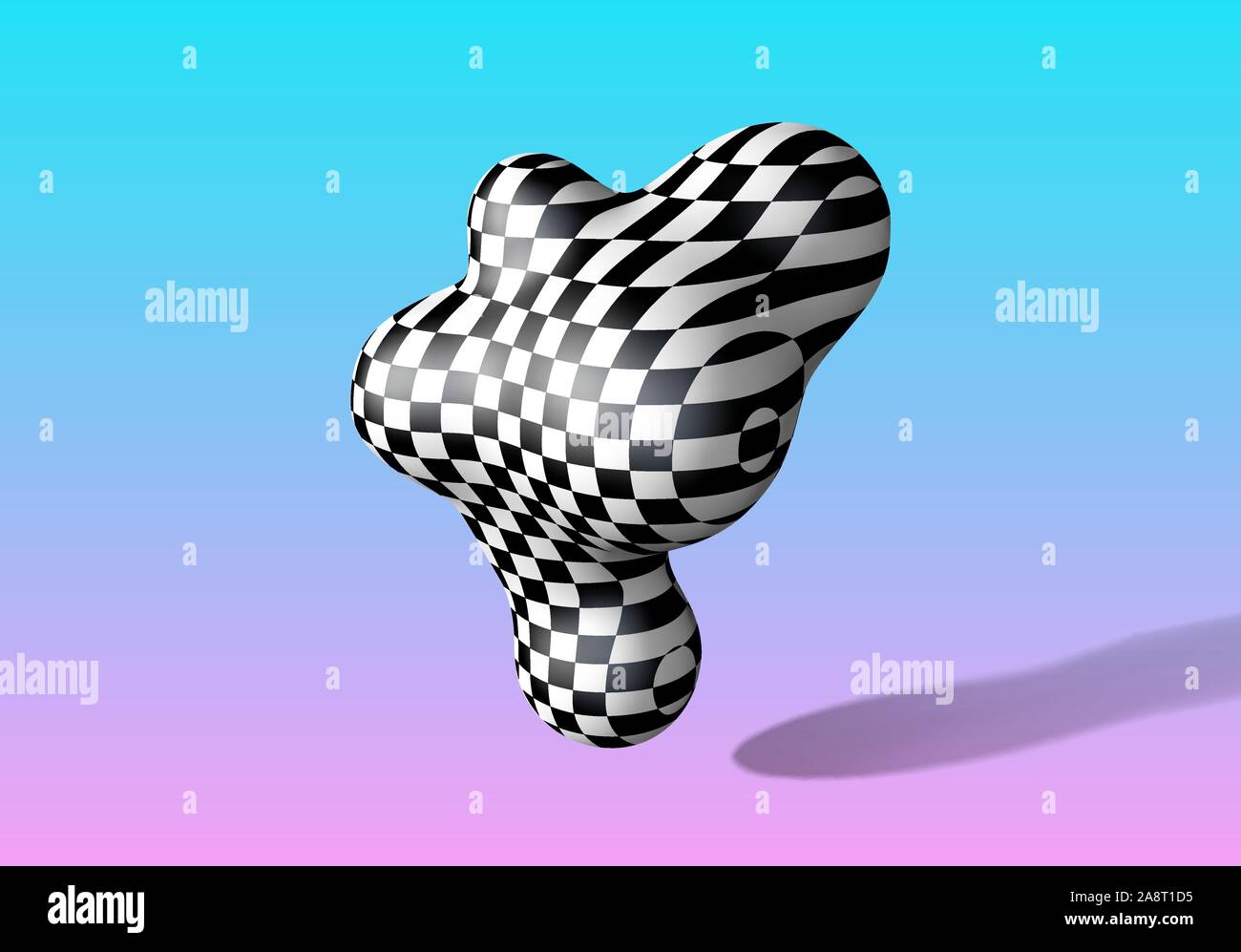 Abstract 3d fluid metaball shape with checkered pattern Stock Vector ...