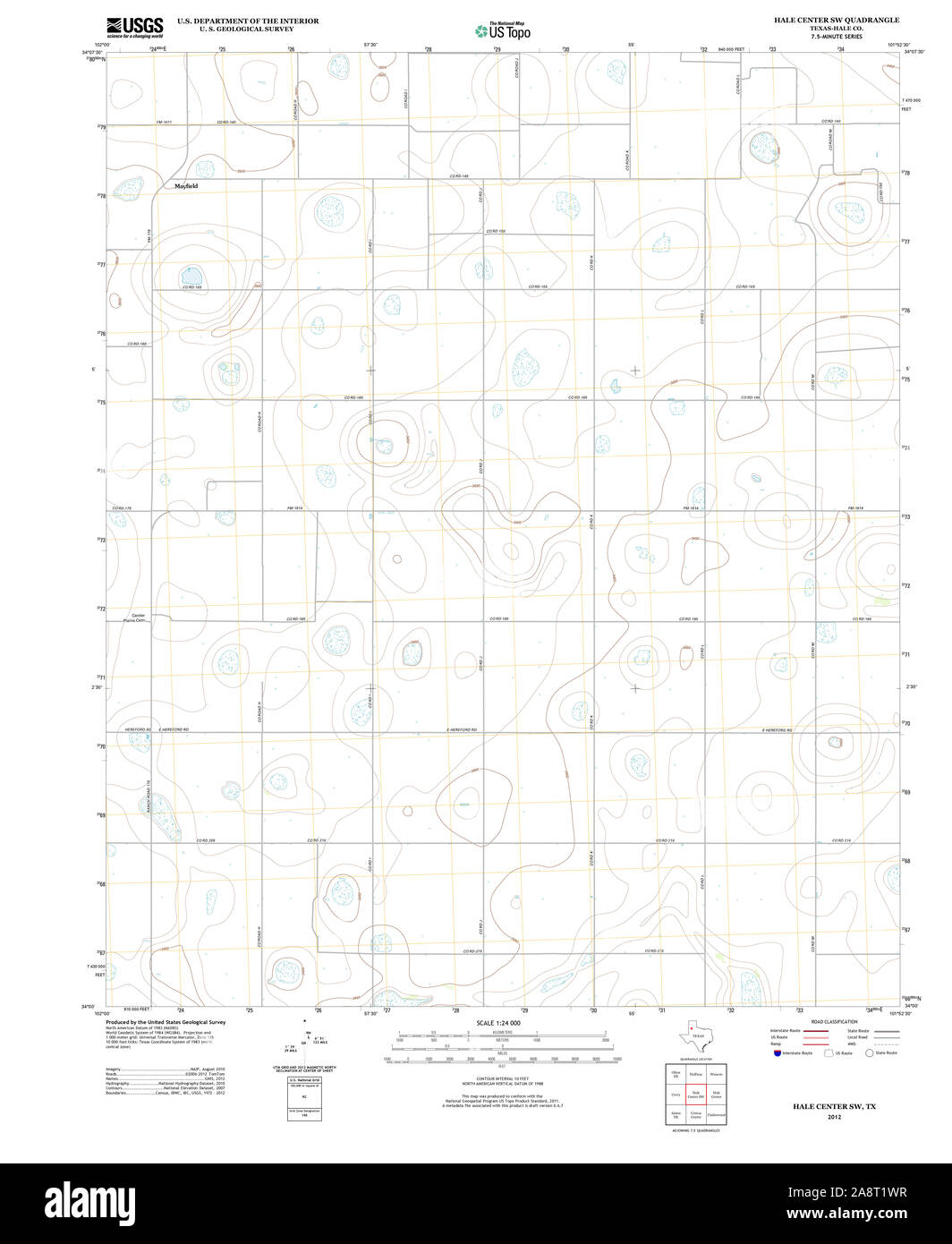 USGS TOPO Map Texas TX Hale Center SW 20121029 TM Restoration Stock ...