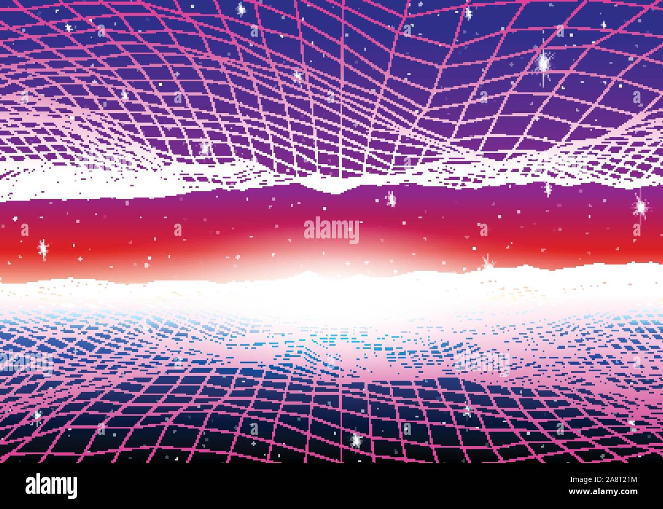 Retro neon background with 80s styled laser grid and stars Stock Vector ...