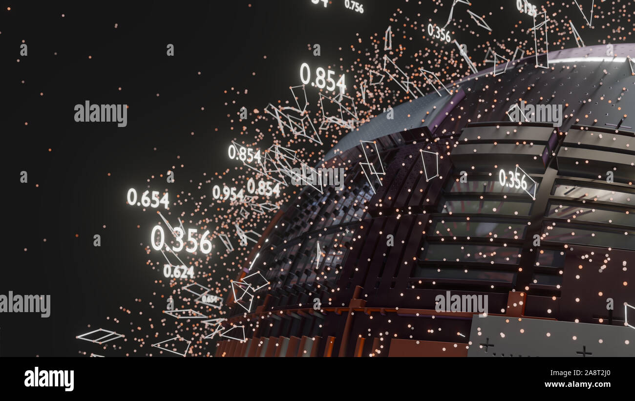 Connection Lines and Dots Around Digital Abstract Cyber PCB Sphere ...