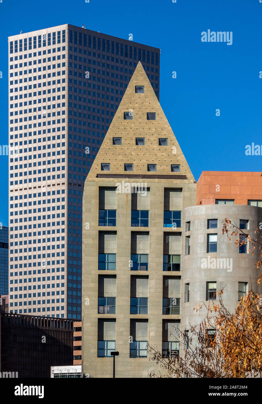Iconic Denver, Colorado, architecture. Modern building and Denver ...