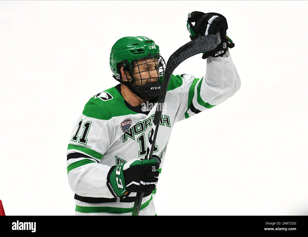 November 9, 2019 North Dakota Fighting Hawks forward Westin Michaud (11 ...