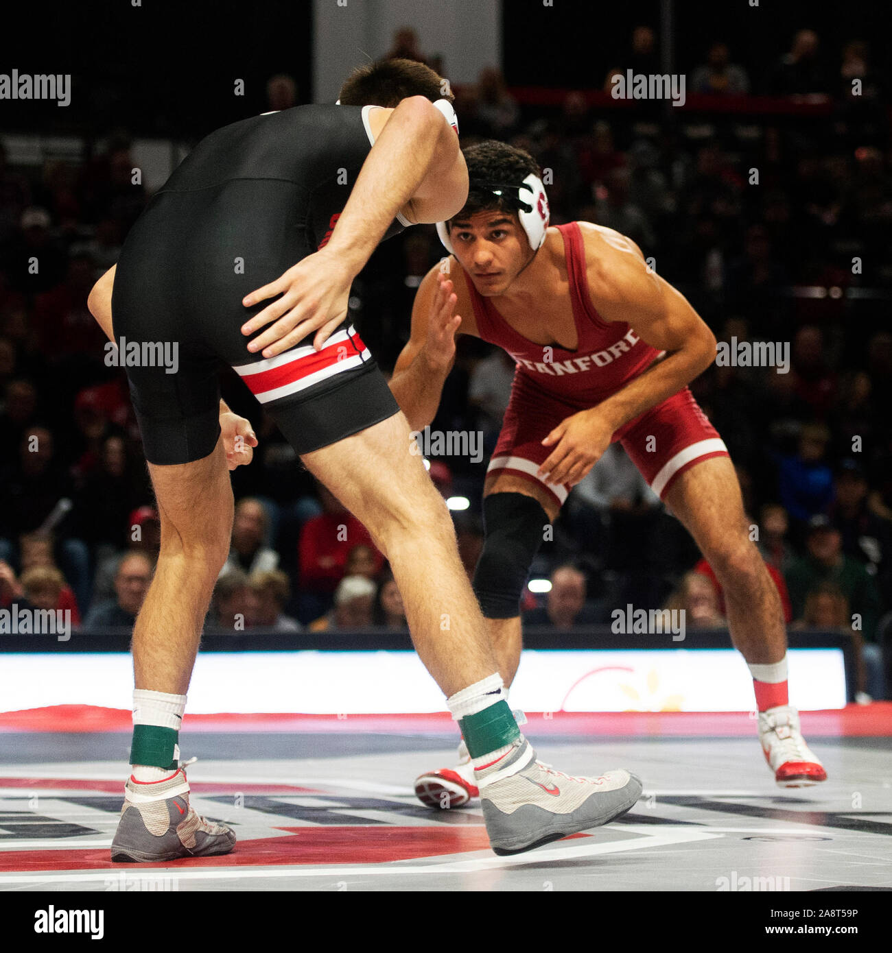 November 10, 2019: Stanford Cardinals Brandon Kier (red) wrestles Ohio ...
