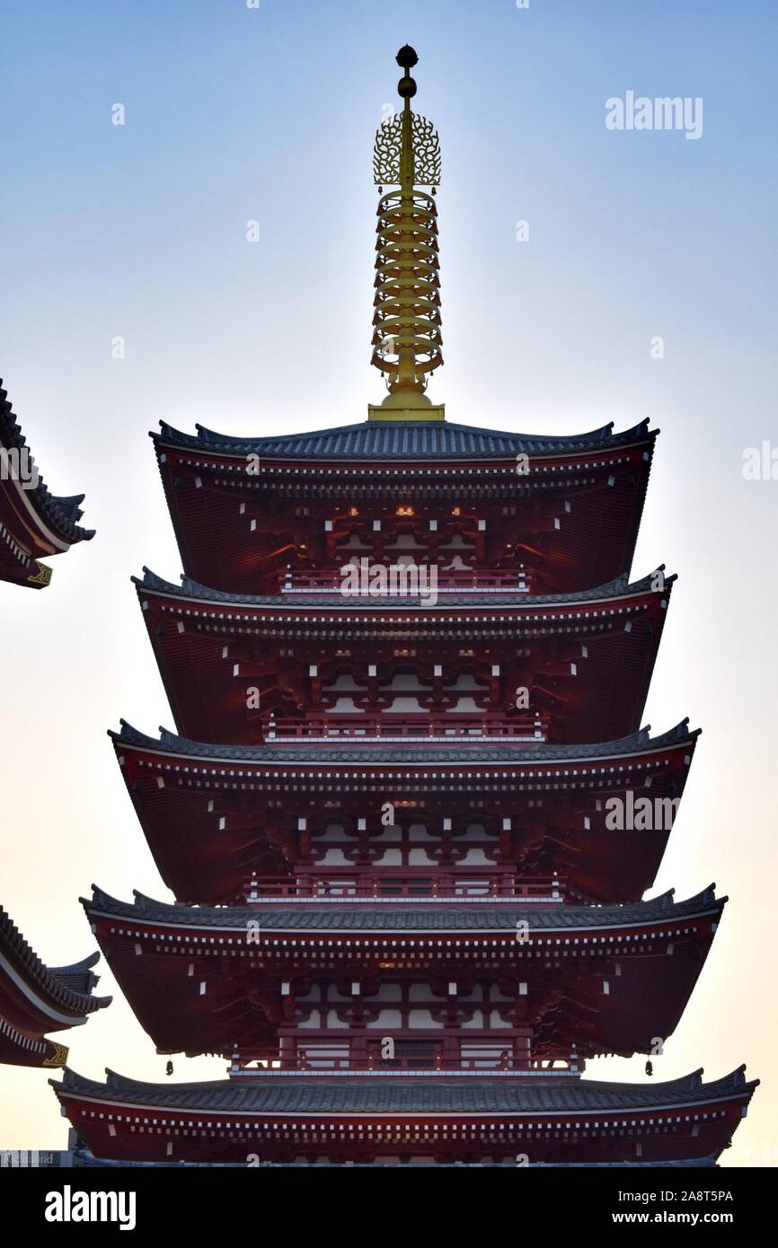 Five storey pagoda by Senso-ji temple, Tokyo, Japan Stock Photo - Alamy