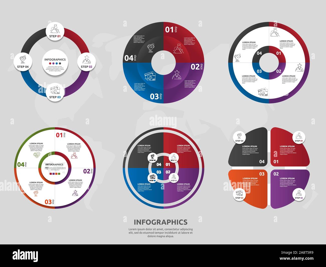 Vector template circle and sector infographics. Set business concept ...