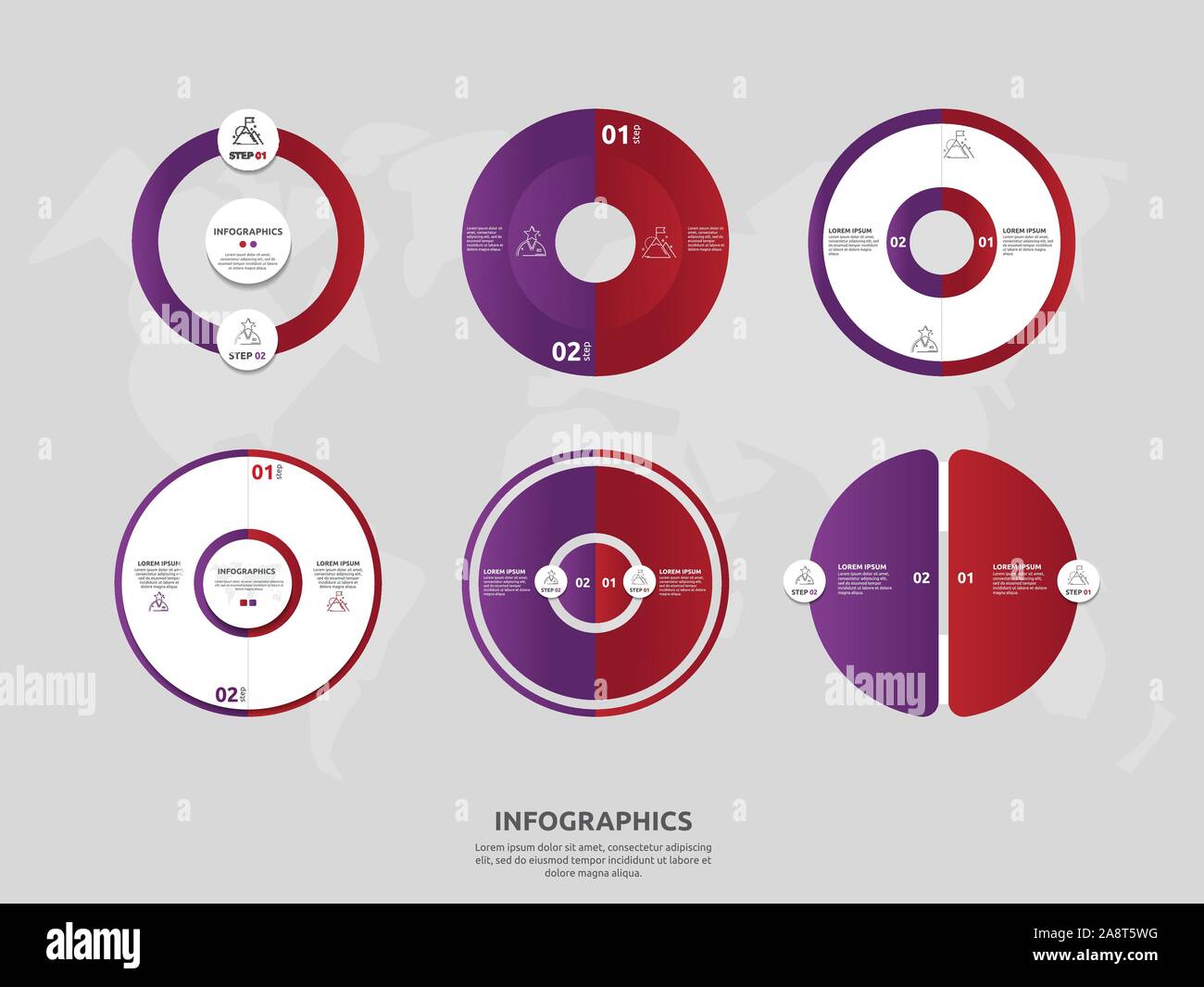 Vector template circle and sector infographics. Set business concept ...