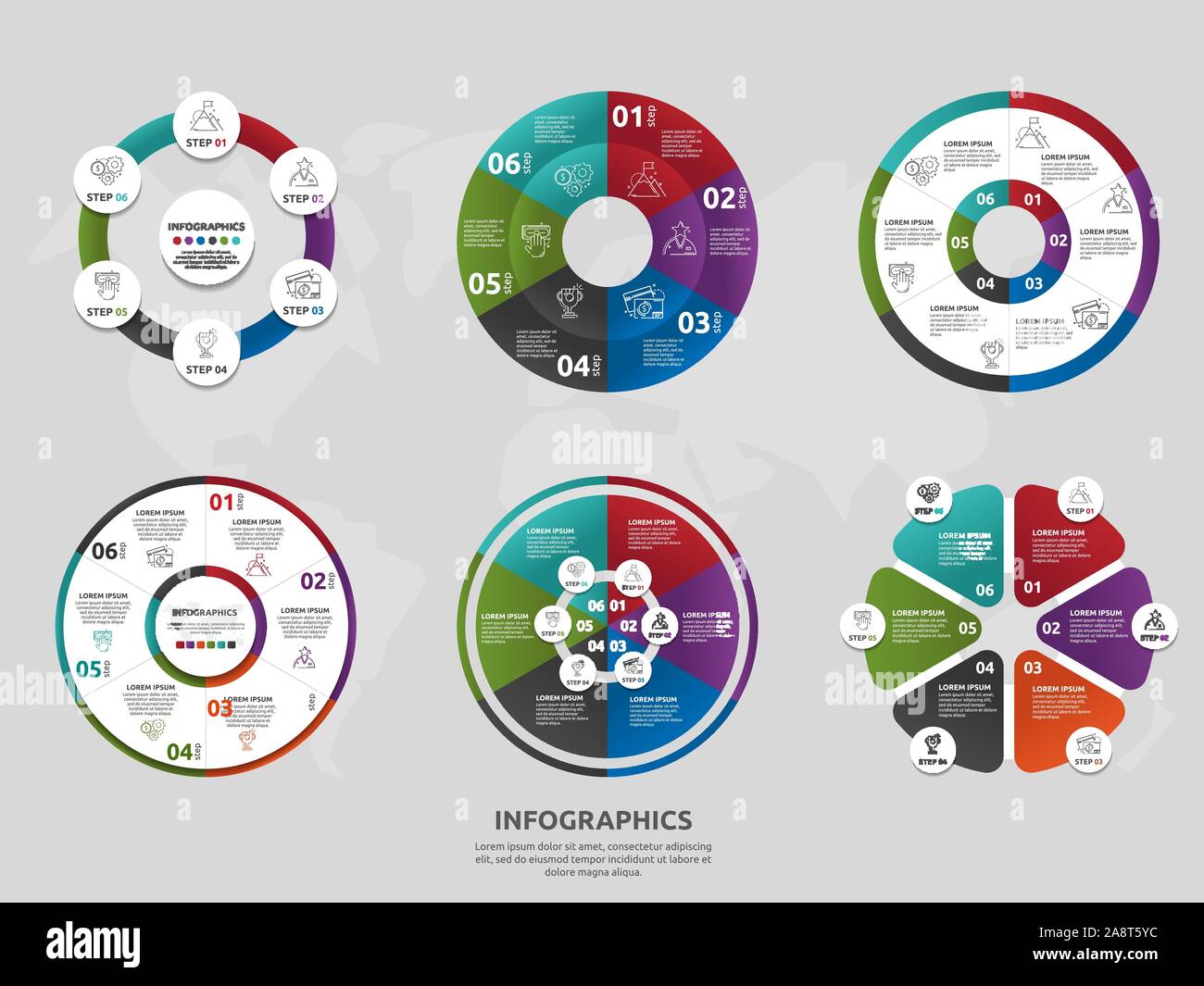 Vector template circle and sector infographics. Set business concept ...
