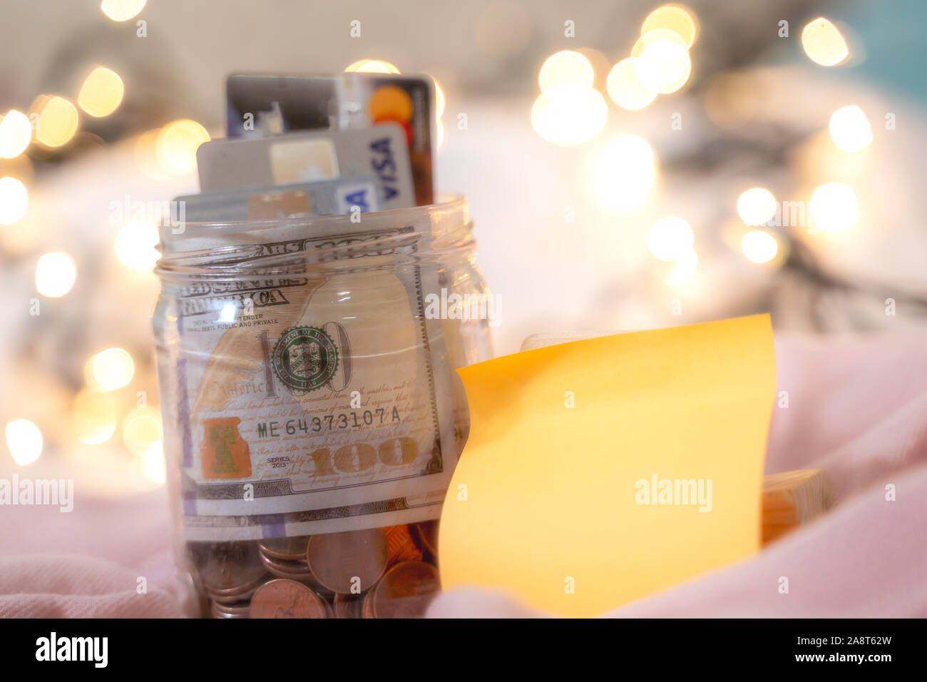 Marinette,WI / U.S.A. - Nov1,2019: The money collected in the jar ...