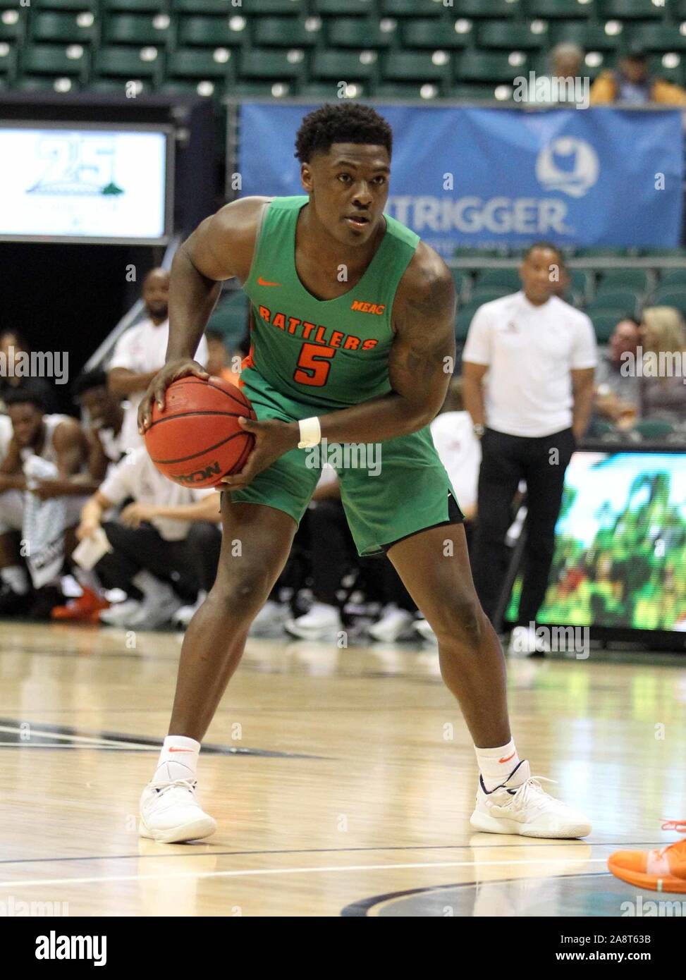 November 10, 2019 - Florida A&M Rattlers guard Nasir Core #5 during a game between the Florida A ...