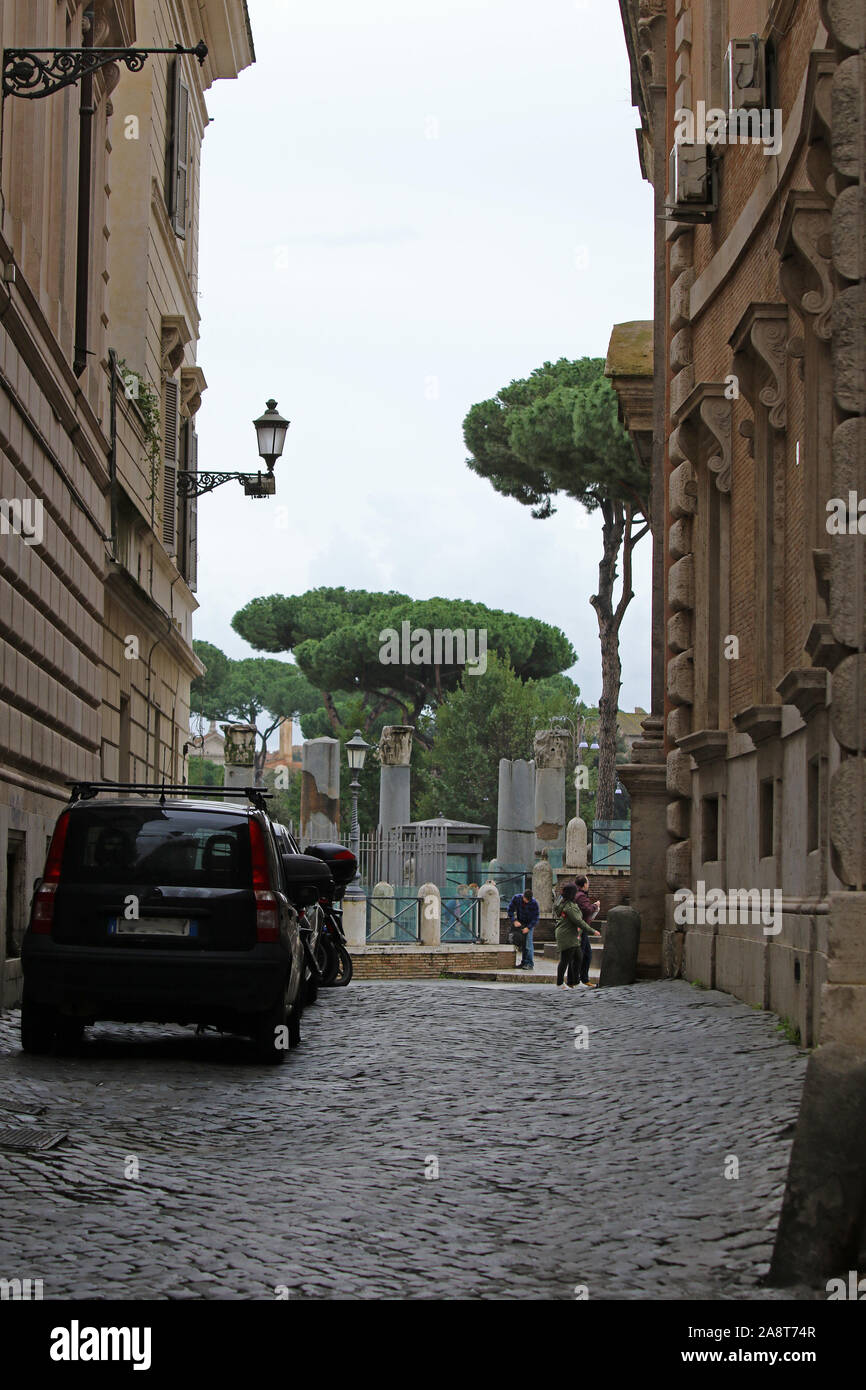 a street in the centre of Rome near the forum and the colosseum with ...