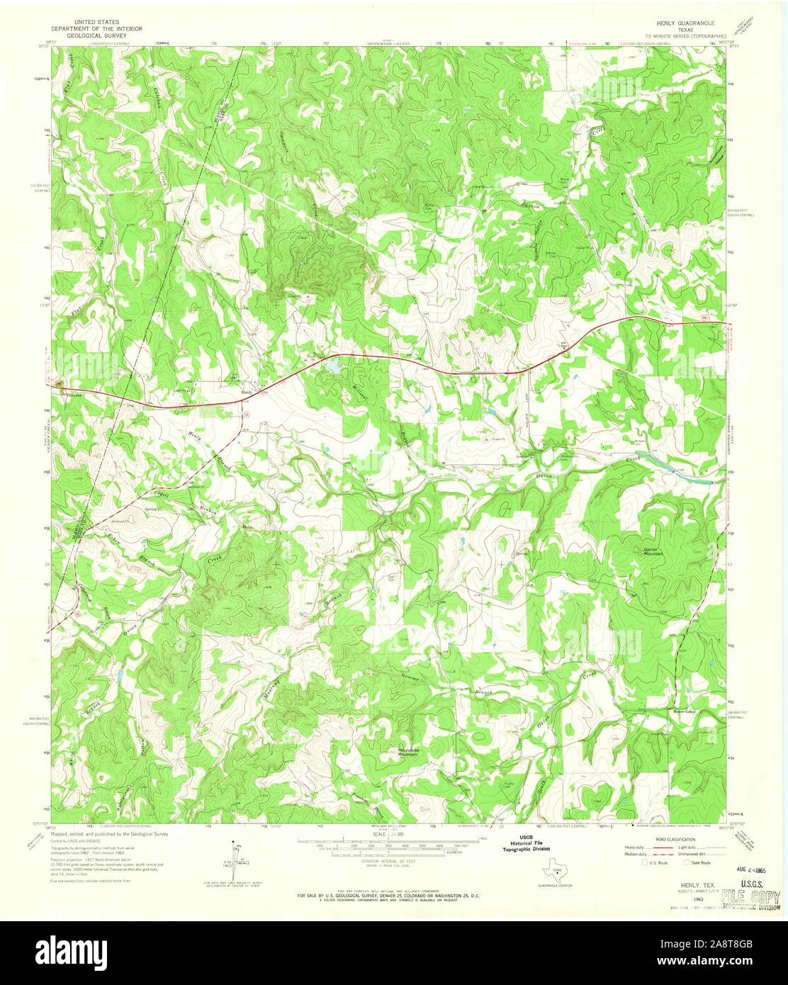 USGS TOPO Map Texas TX Henly 110702 1963 24000 Restoration Stock Photo ...