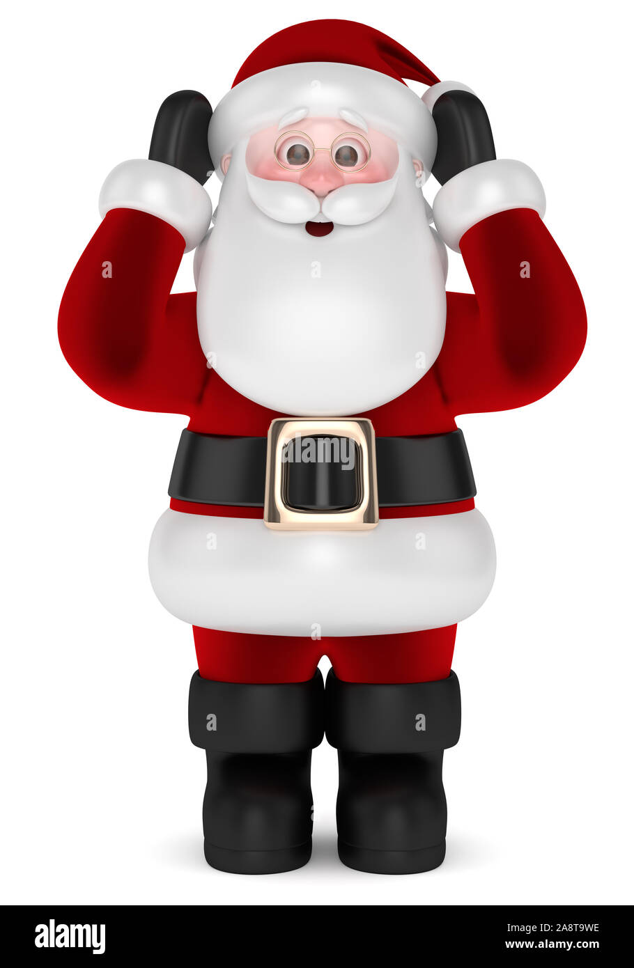 3d render of surprised Santa Claus isolated over white background Stock ...