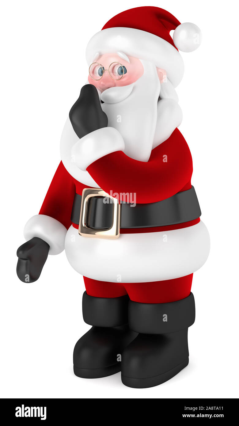 3d render of Santa Claus showing to be quiet gesture isolated over ...