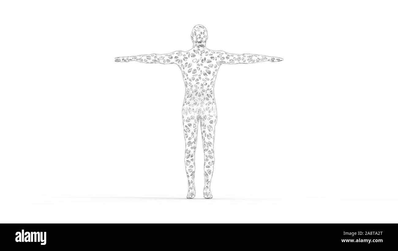 3d rendering of a man human body build from a mesh texture isolated in ...
