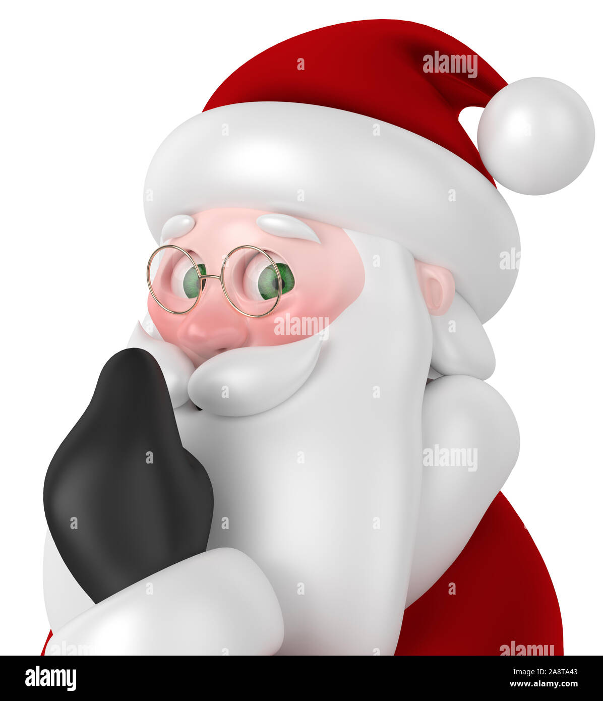 3d render of Santa Claus showing to be quiet gesture isolated over ...