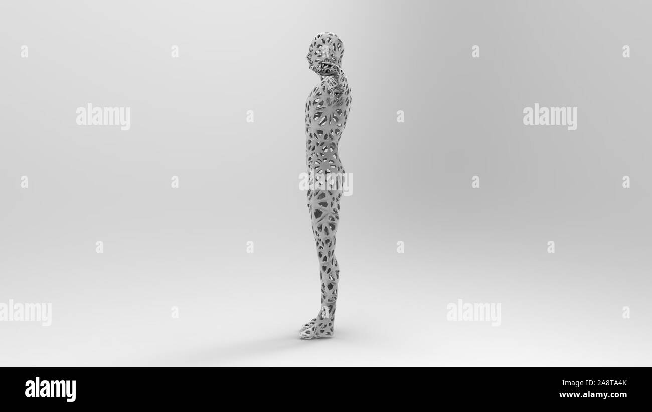 3d rendering of a man human body build from a mesh texture isolated in ...