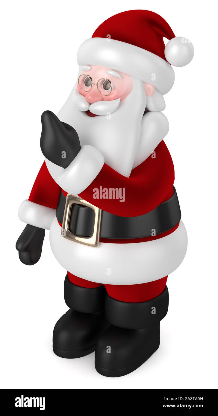 3d render of Santa Claus pointing at something isolated over white ...