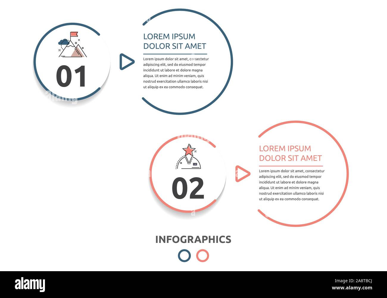Vector flat infographic template. Line circles with text and icons for ...