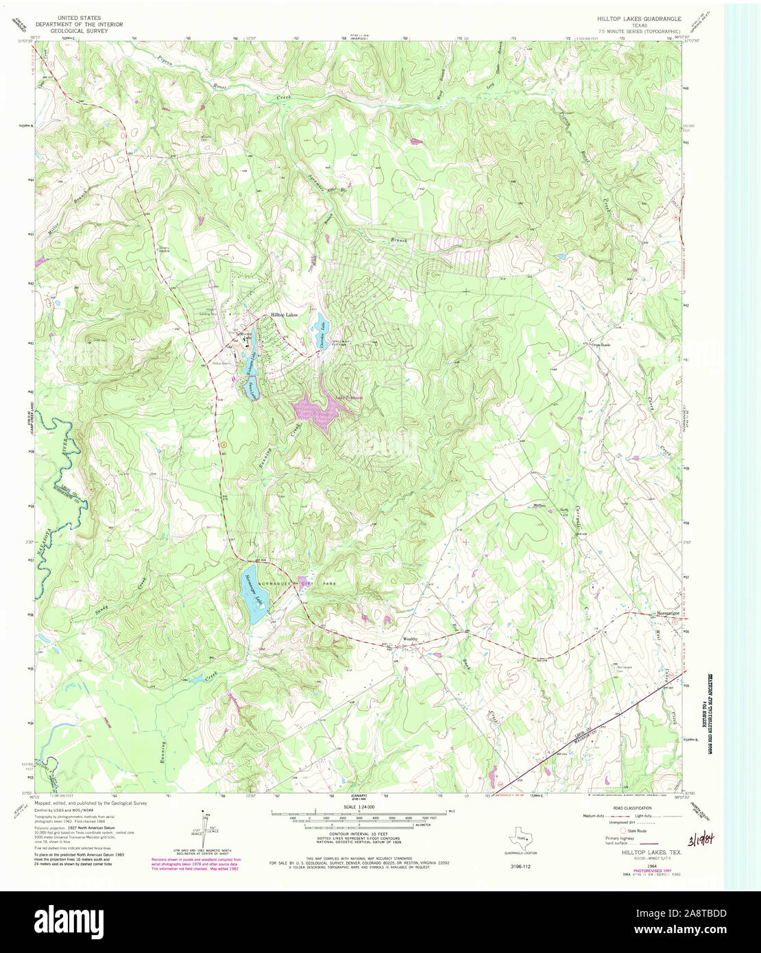 USGS TOPO Map Texas TX Hilltop Lakes 110768 1964 24000 Restoration ...