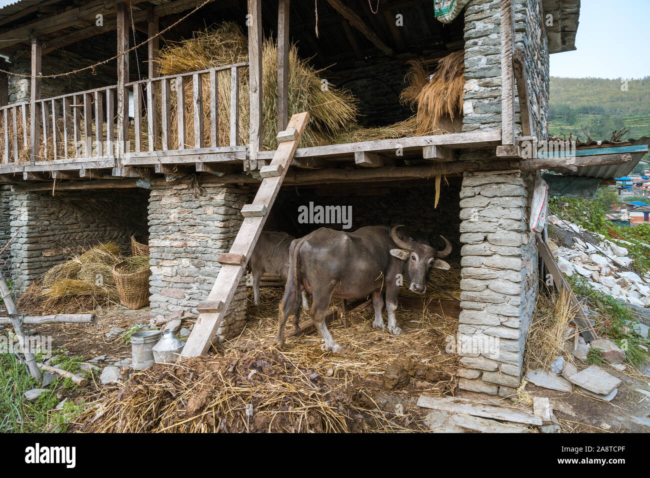 Small village Ghara in Annapurna Conservation Area, Nepal Stock Photo ...
