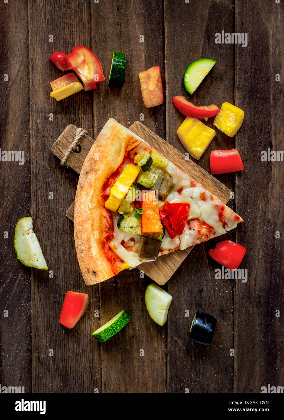 food background vegan sliced pizza with various vegetables Stock Photo ...