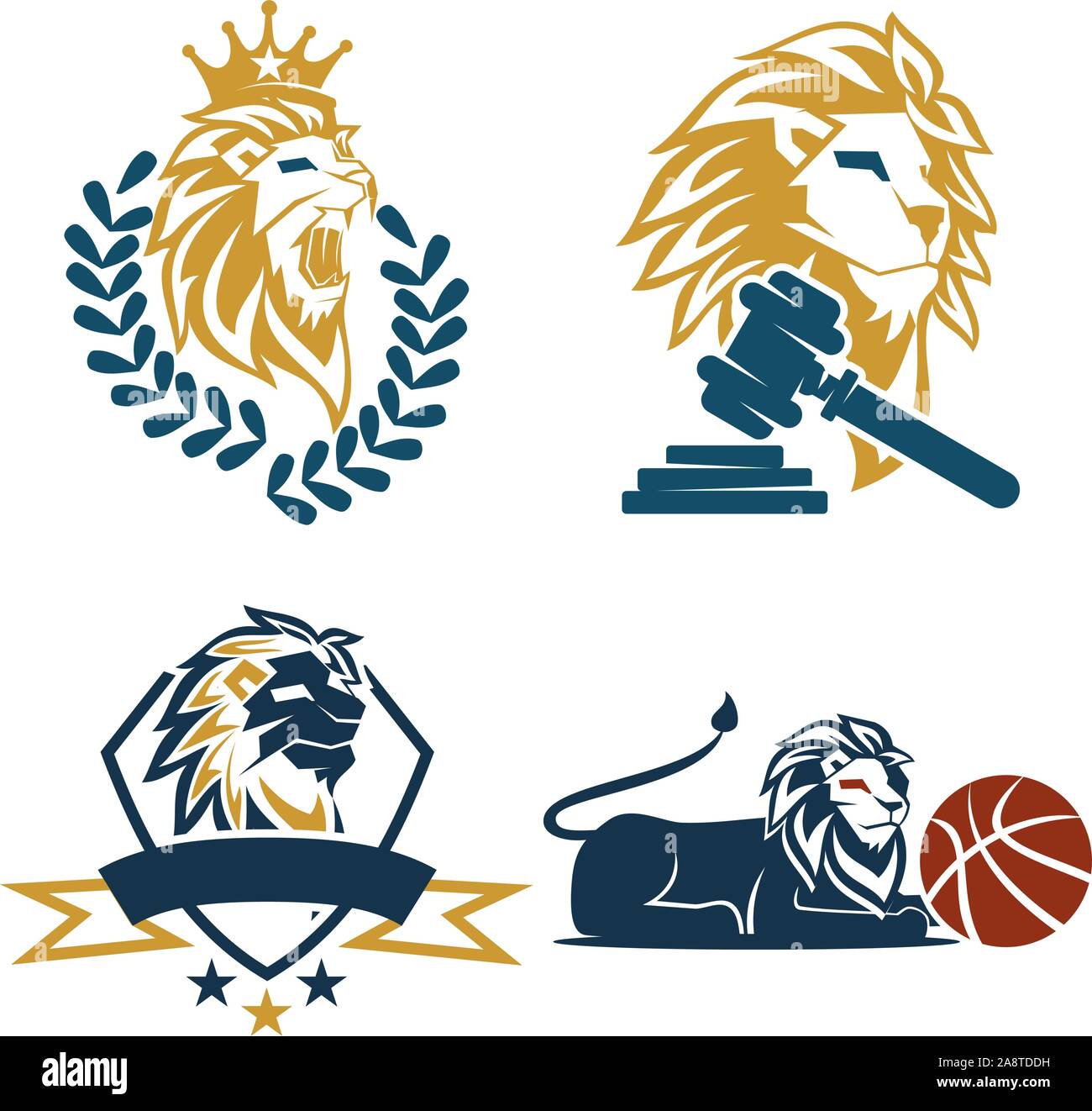 Lion Logo Design Symbol Illustration Template Vector Set Stock Vector ...